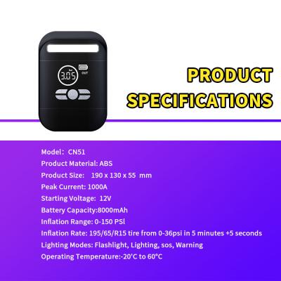 China 8000mAh Multi-Function Jump Starter and Battery Booster Pack with 150 PSI Tire Inflator Pump for sale