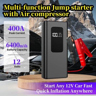 China 6400mAh 400A Peak Car Jump Starter with Multi-Function Design Including Air Compressor and Portable Power Bank for sale