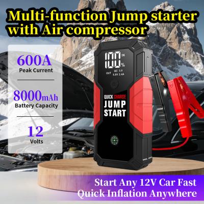 China 600A Peak Current Car Jump Starter with 8000mAh Battery and Multi-Functionality for Emergency Boosting for sale