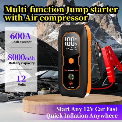 China 600A Peak Current Jump Starter with 150 PSI Air Compressor and 8000mAh Emergency Power Supply for sale