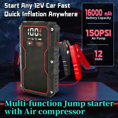 China 750A 10000mAh 150PSI Multi Functional Car Jump Starter with Air Compressor & LED Flashlight for sale