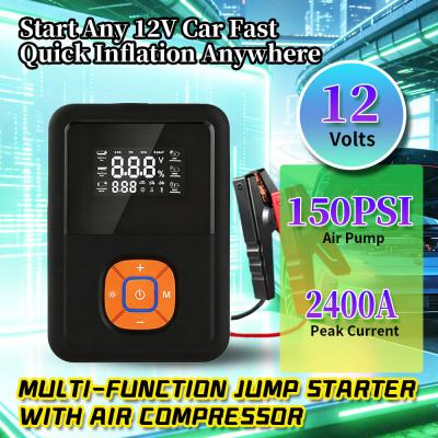 China 6-In-1 Multi-Function 2400A Peak Current Vehicle Jump Starter With 150 PSI Smart Inflator for sale