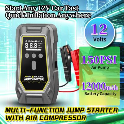 China 1000A Peak Current Multi-Function Jump Starter with 150PSI Air Compressor and 12000mAh Capacity for sale