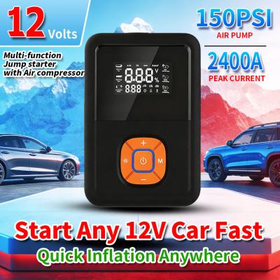 China 8000mAh Battery Jump Starter with Built-in Air Compressor and LED Emergency Light for Car Emergency Charging for sale