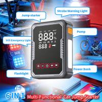 China 2400A Peak Current Multi-Function Jump Starter with 150PSI Air Compressor and 16000mAh Battery for sale
