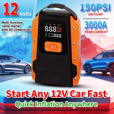 China 20000mAh 3000A Peak Current Multi Functional Jump Starter with 150PSI Air Compressor and Tire Pump for sale