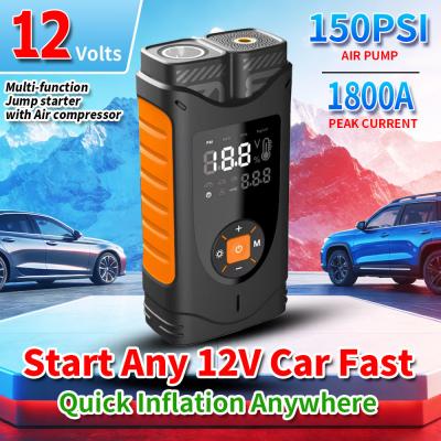 China Compact 8000mAh Battery Jump Starter with 150 PSI Tire Inflator and LCD Digital Display for sale