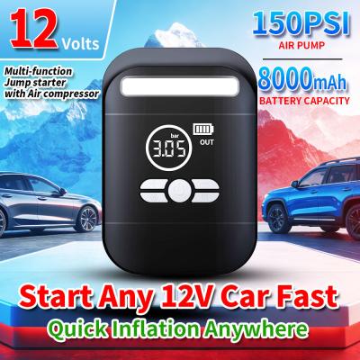 China Multi-Function 8000mAh Car Jump Starter with 150 PSI Tire Inflator and Portable Power Bank for sale