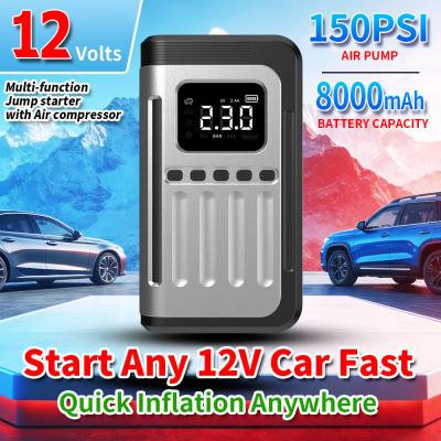 China 8000mAh Multi-Function Jump Starter with 150 PSI Air Compressor and Emergency Power Supply for sale