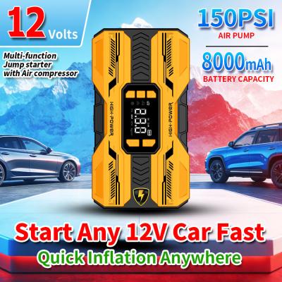 China Multi-Function 8000mAh Automotive Jump Starter with Built-In Air Compressor for 12V Vehicles for sale