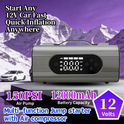 China 8000mAh Battery Car Jump Starter with 150 PSI Air Compressor and Multi-function Emergency Light for sale