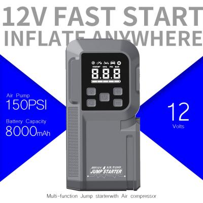 China Smart 12V Car Jump Starter with 1000A Peak Current 150 PSI Air Compressor and Digital Display for sale