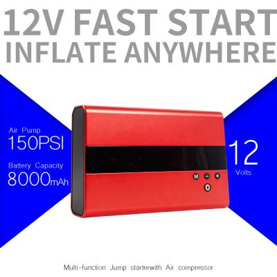 China USB-C Rechargeable 1000A Peak Current Jump Starter with 12000mAh Battery and 150 PSI Air Compressor for sale