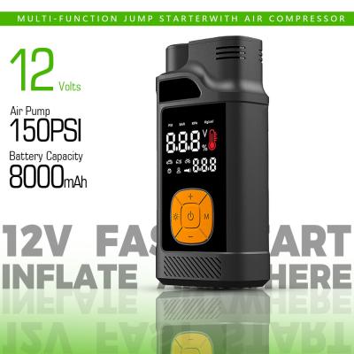 China Smart Car Jump Starter with 150PSI Air Compressor 8000mAh Battery and USB-C Fast Charging for sale