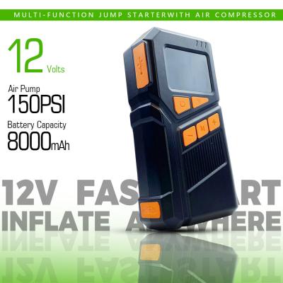 China 12V Smart Car Jump Starter with 150PSI Air Compressor Digital Display and USB-C Fast Charging for sale
