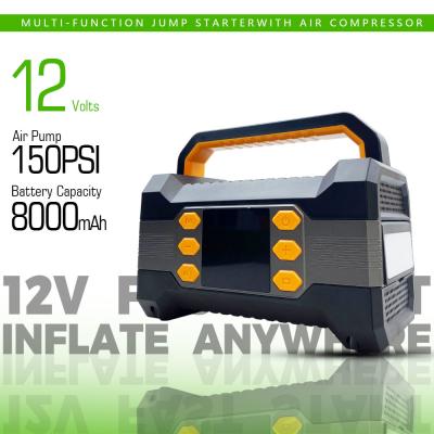 China 24000mAh Multi Functional Jump Starter with 150 PSI Air Compressor and LED Flashlight for Cars and Trucks for sale