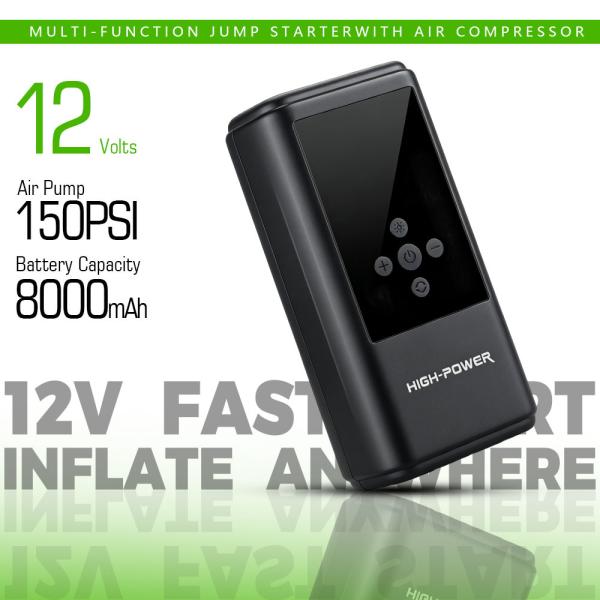 Quality Multi Functional Jump Starter with 150 PSI Air Compressor 6400mAh Battery and 600A Peak Current for sale