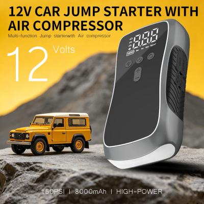 China 8000mAh Multi Functional Jump Starter with 150 PSI Air Compressor and 12V Jump Start for Emergency Vehicle Charging for sale