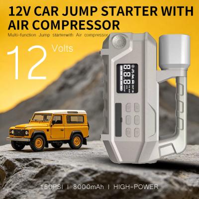 China Heavy-Duty 12V Multi Functional Jump Starter with 150 PSI Air Compressor 10000mAh Battery and 1000A Peak Current for sale