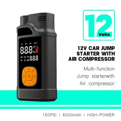 China Compact 600A Peak Current Jump Starter with 8000mAh Battery and 150 PSI Air Compressor for sale