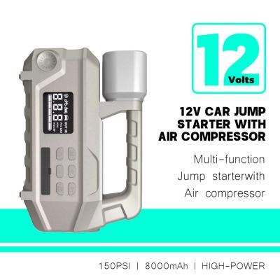 China Heavy-Duty 1000A Peak Current Multi Functional Jump Starter with Built-in Air Compressor & Emergency Light for sale