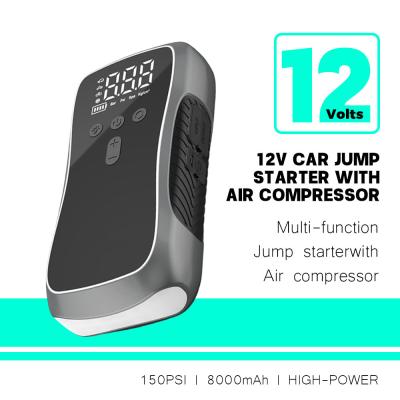 China Smart Digital 12V Jump Starter with 150 PSI Air Compressor, 8000mAh Battery & LCD Display for sale