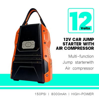 China Heavy-Duty 12V Jump Starter with 1000A Peak Current 150 PSI Air Compressor and LED Work Light for sale