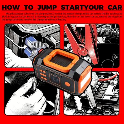 China 12V Portable Car Jump Starter with 150 PSI Tire Inflation Multi-Function Power Station & 12V/10A DC Output Digital LCD Display for sale