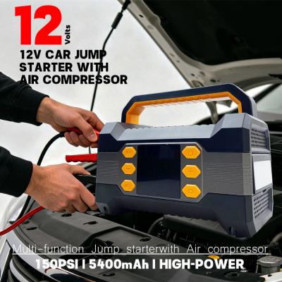 China Multi-Functional Jump Starter with 150PSI Air Compressor 12V DC Emergency Power Station and 10000mAh Battery for sale