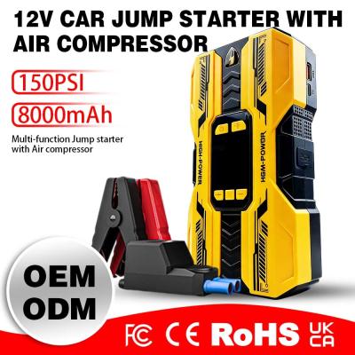 China 8000mAh Car Jump Starter with Tire Inflator & Auto Shut-Off for sale