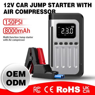China 1000A Car Jump Starter with 150PSI Air Compressor & 8000mAh for sale