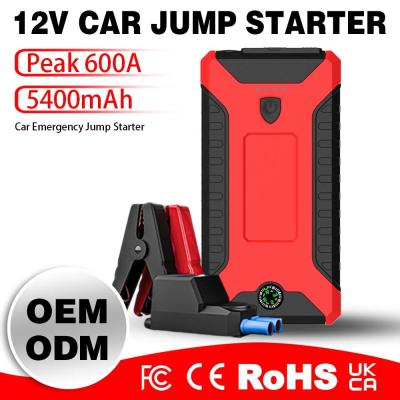 China Portable 600A Car Jump Starter with 5400mAh Power Bank & LED Flashlight for sale