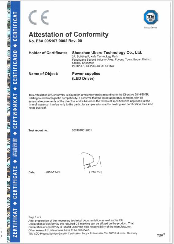 TUV-CE - Shenzhen Ubero Technology Ltd.