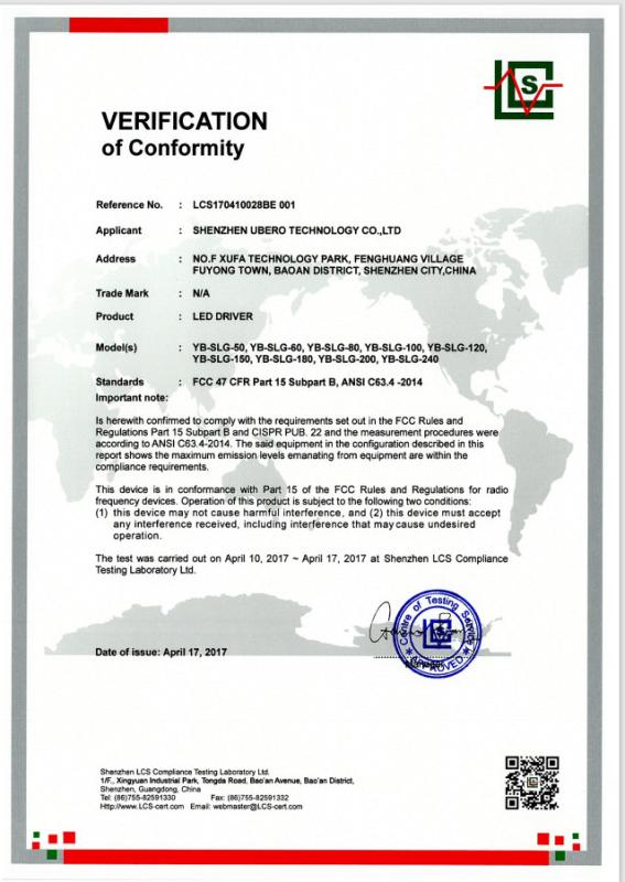 FCC - Shenzhen Ubero Technology Ltd.
