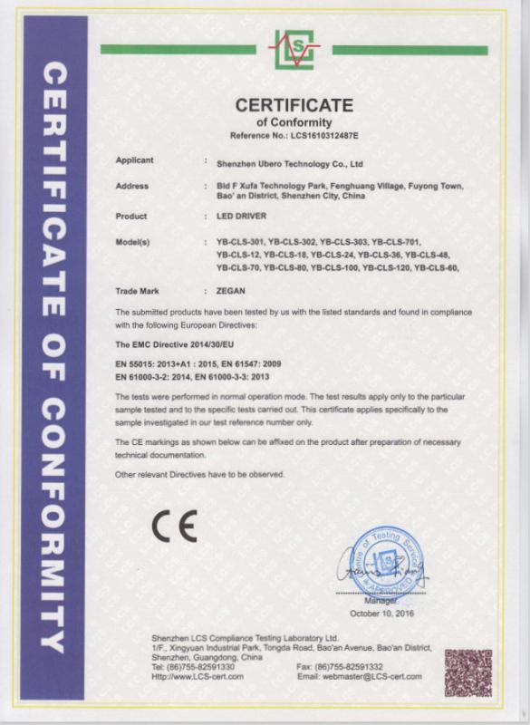CE - Shenzhen Ubero Technology Ltd.