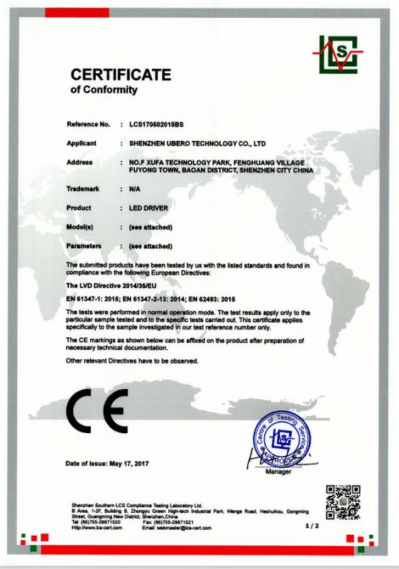 CE - Shenzhen Ubero Technology Ltd.