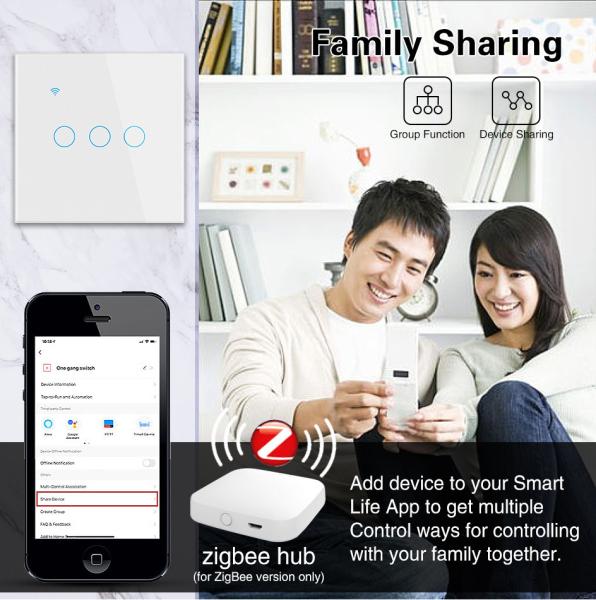 Quality UBARO 86 Type Smart Tuya Zigbee Switch App Remote Control Support Google for sale