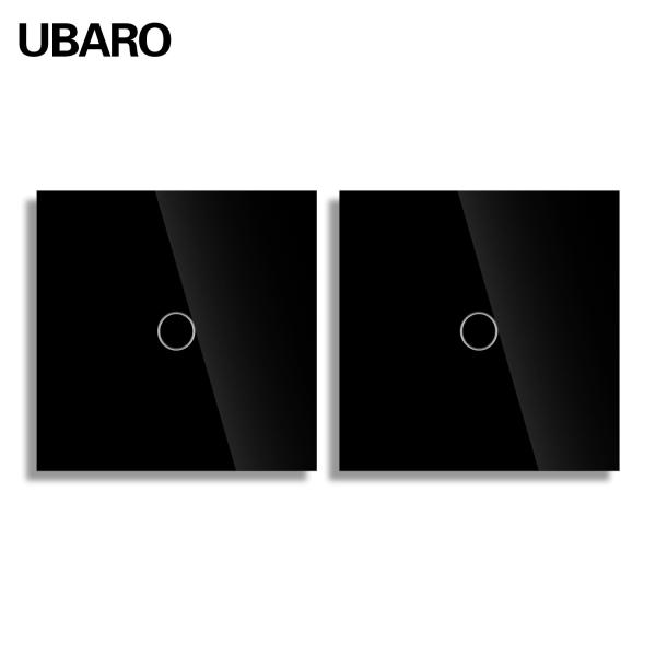 UBARO デュアルスイッチ 壁掛け 黒ガラスパネル 1Gang 2Way 100-240Vac 50-60Hz 階段スイッチ 丸い箱用