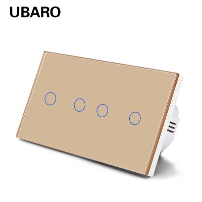 China 4 Gang Touch Light Switch White Black Grey Gold Smart Wall Switch for sale