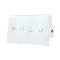China EU/UK 157*86mm Compact Touch Switch 4Gang Push Button Wall Switch Suitable For Round Installation Box for sale