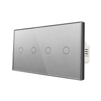 China EU/UK 157*86mm Compact Touch Switch 4Gang Push Button Wall Switch Suitable For Round Installation Box for sale