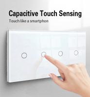 China EU/UK 157*86mm Compact Touch Switch 4Gang Push Button Wall Switch Suitable For Round Installation Box for sale