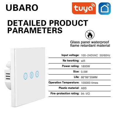 Cina 1800W Tuya Curtain Smart Wi-fi Programmabile Switch Muro Installazione nascosta App Timing remoto Controlli vocali in vendita