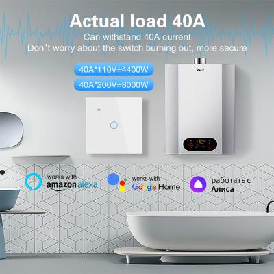 Китай 4000 Вт Wifi-котел Умный водонагреватель переключатель 20А UL94V0 Tuya App Wifi сенсорный переключатель Работа с Alexa голосовой дистанционной связи продается