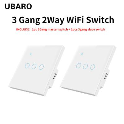China 1000W Double Light Switch Neutral Wire Control 190g 3 Gang 2 Way Smart Switch Zigbee Smart Home Need Gateway for sale