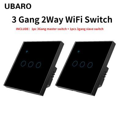 China 1000W Double Light Switch Neutral Wire Control 190g 3 Gang 2 Way Smart Switch Zigbee Smart Home Need Gateway for sale