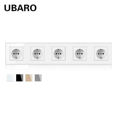 China Soquetes elétricas de parede brancas UL94V0 16Amp Painel de vidro temperado de parede multiplug à venda