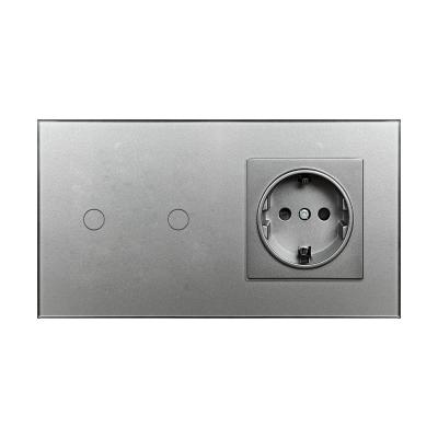 China Euro Standard Tipo 157 2 Gang Touch Switch Socket Combination para caixa de montagem circular à venda