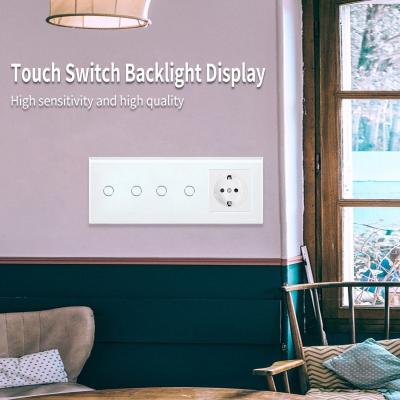 Cina Euro Standard Tipo 228 4 Gang Touch Switch Socket Combination per scatola di montaggio circolare in vendita