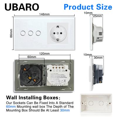 Cina 3500W Power Switch montato sul muro con controllo della luce 3 Gang e indicatore blu in vendita
